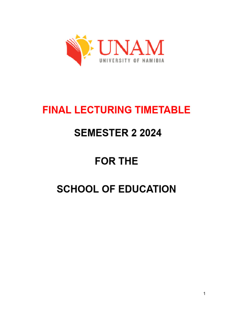 UNAM School of Education Timetable 2024 | PDF | Curriculum