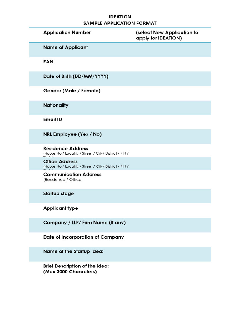 NRL Application Form iDEATION 2021 | PDF