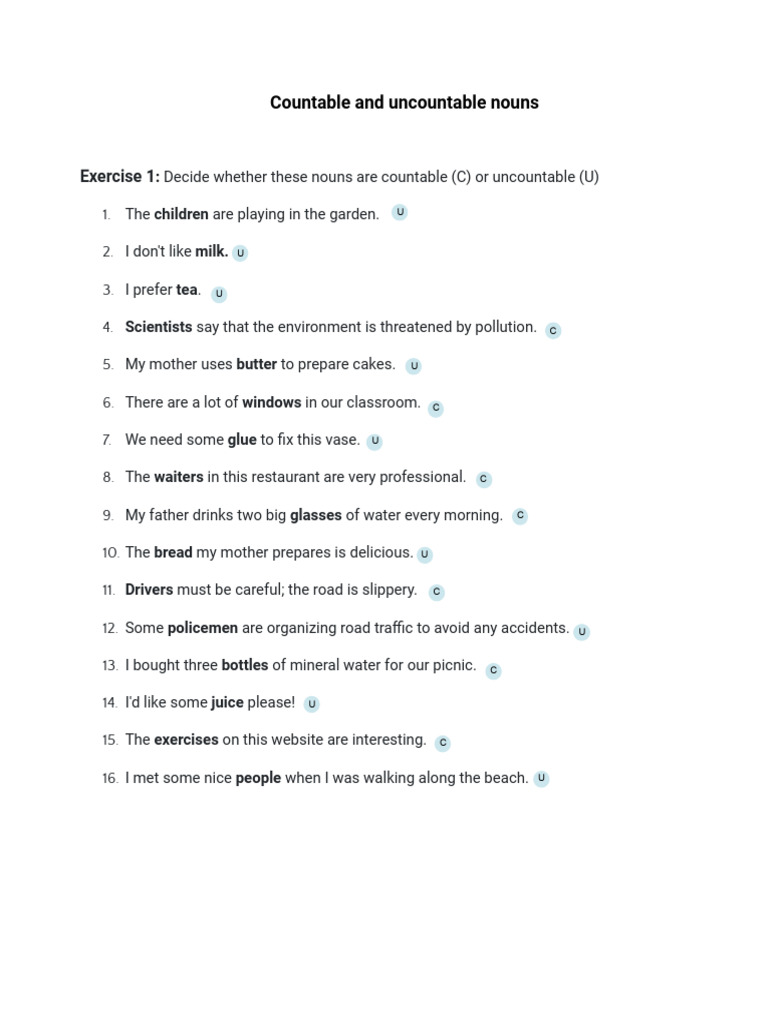 Countable Anduncountablenouns - Docx-1721058157742 | PDF | Foods | Cuisine
