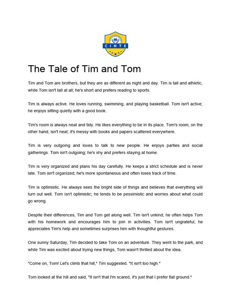 The Tale of Tim and Tom | PDF