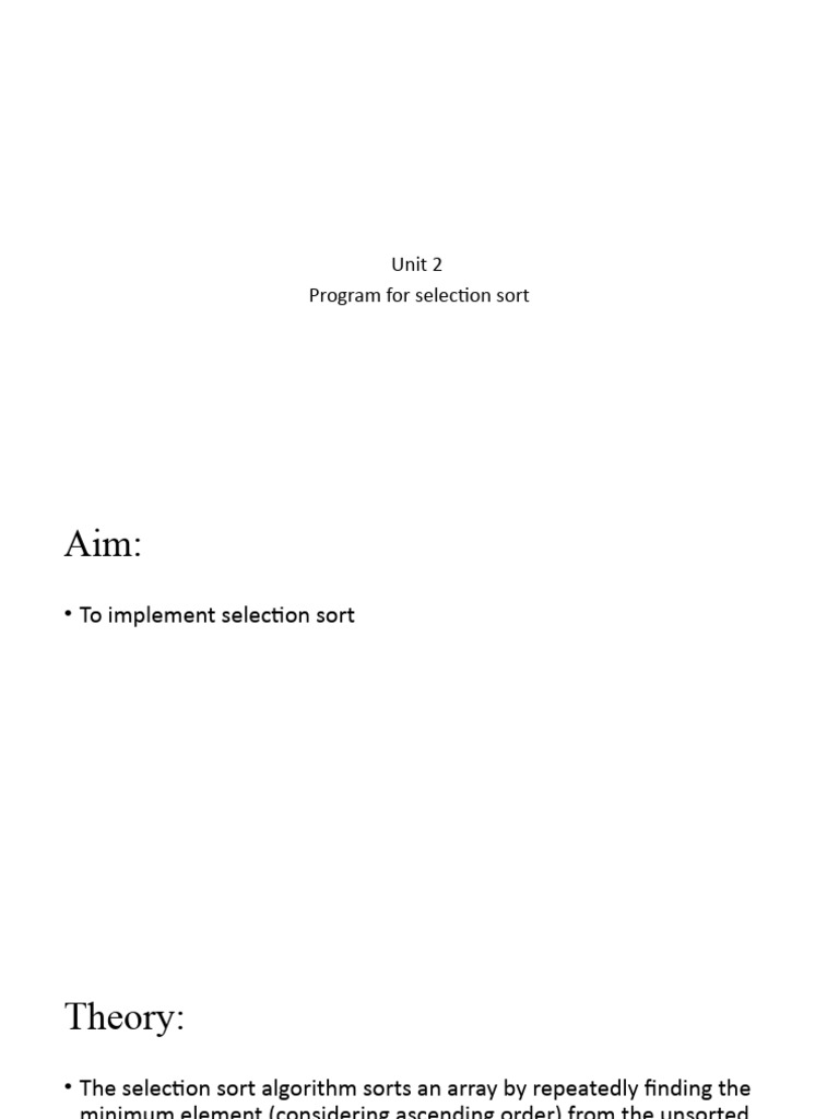 Unit2 Selection Sort | PDF | Science & Mathematics