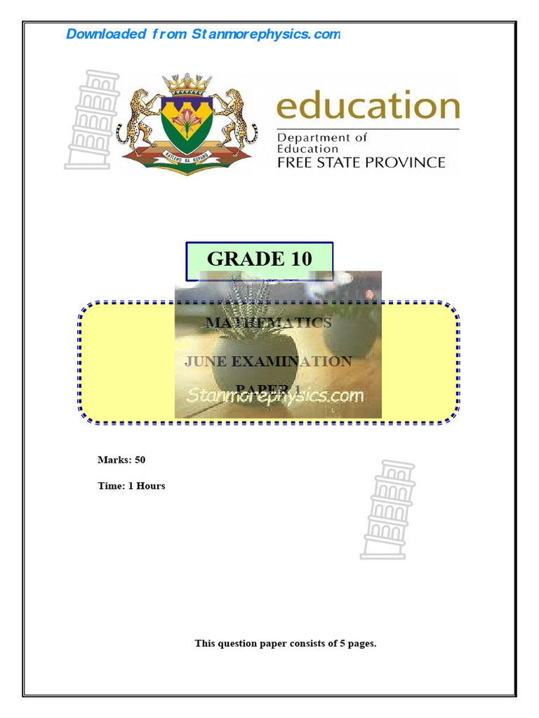 FS Maths Grade 10 June 2024 P1 and Memo | PDF | Mathematics | Arithmetic