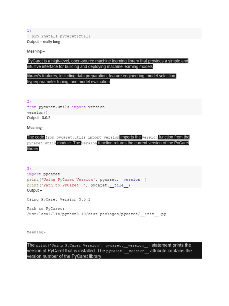 PyCaret Machine Learning Setup Guide | PDF | Support Vector Machine ...