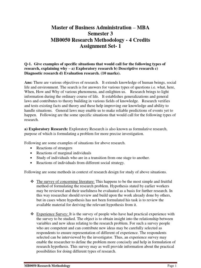 Master of Business Administration - MBA Semester 3 MB0050 Research ...