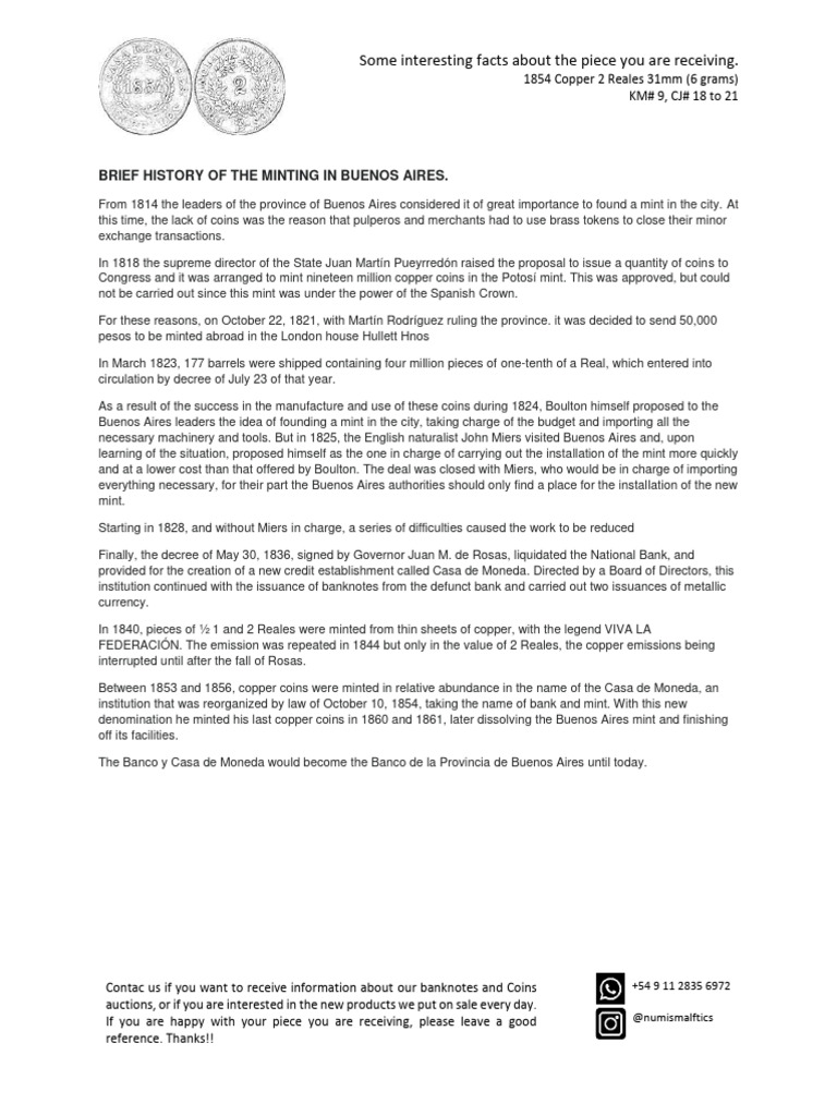 Buenos Ayres 2 Reales 1854 | PDF | Coins | Banknote