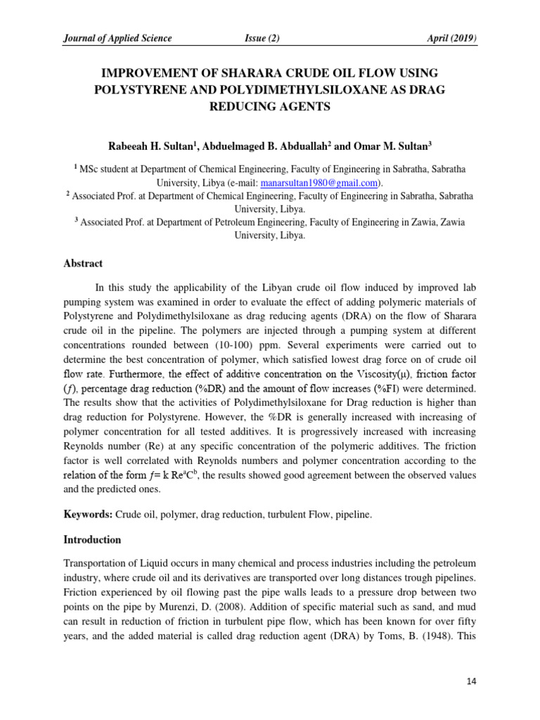 Sultan 2019 | PDF | Fluid Dynamics | Reynolds Number
