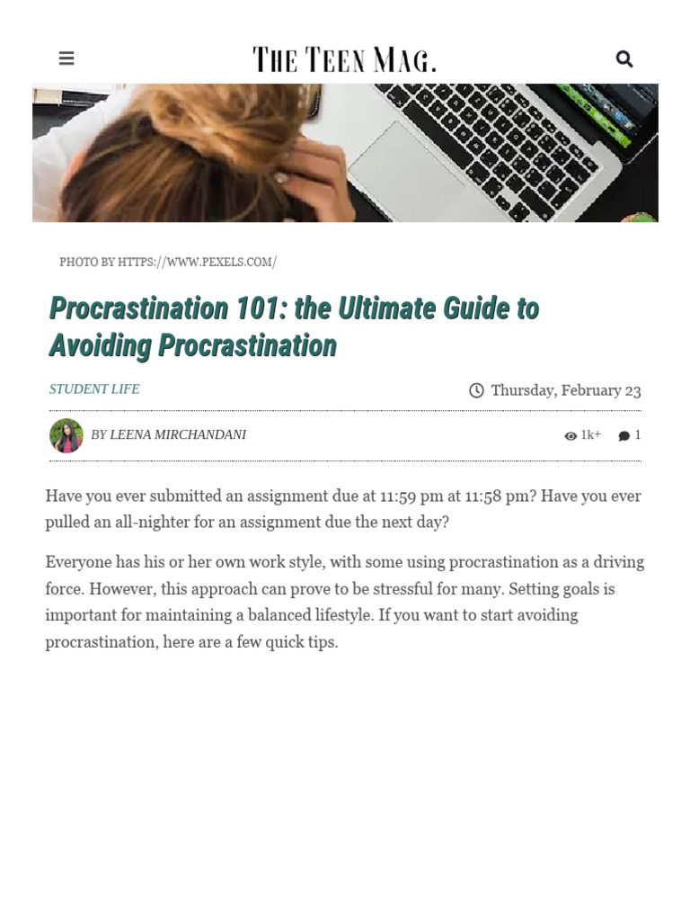 Procrastination 101 - The Ultimate Guide To Avoiding Procrastination ...