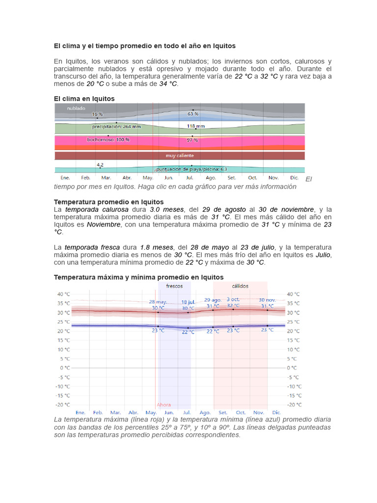 Clima y tiempo en Iquitos: guía anual | PDF | Lluvia | Azimut