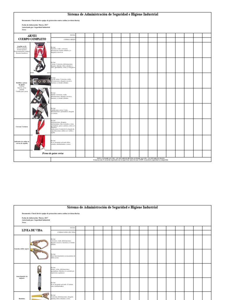 Check List Revision Arnes y Escaleras Actual | PDF | Escalera | Materiales