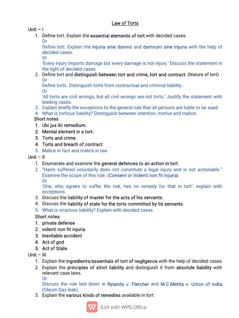 Comprehensive Guide to Law of Torts | PDF | Science & Mathematics