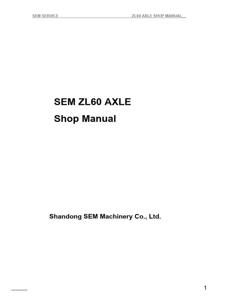 ZL60 Shop Manual AXLE | PDF | Axle | Gear