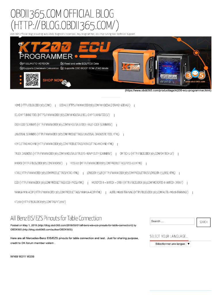 All Benz EIS - EZS Pinouts For Table Connection | PDF