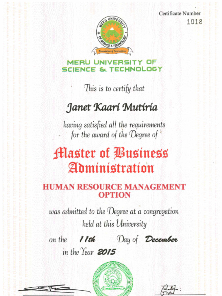 Masters Certificate | PDF