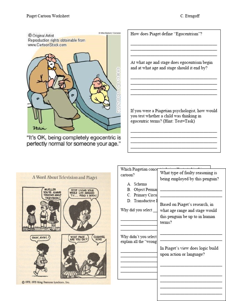 INTRO - Piaget Cartoon Worksheet - UPDATED | PDF | Developmental ...