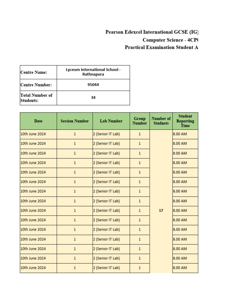 IG Computer Science Exam Schedule 2024 | PDF | Schools | United Kingdom
