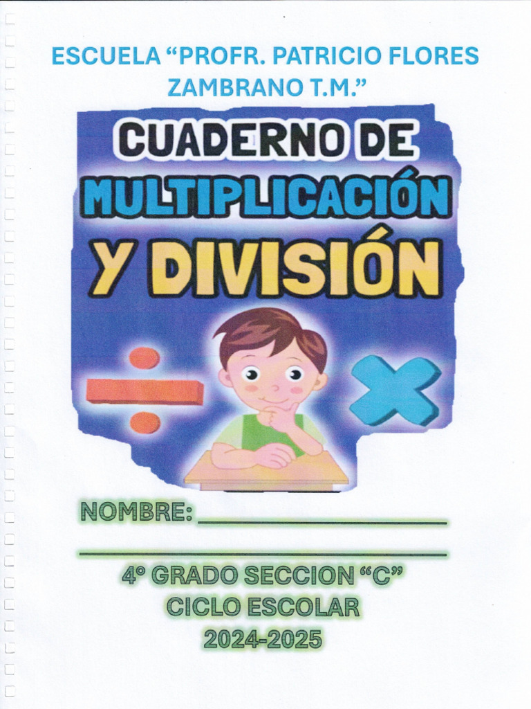 Cuaderno de Multiplicacion y Division 4c | PDF