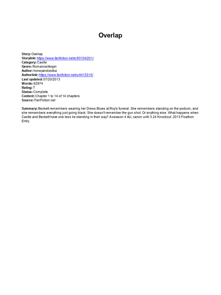 Overlap by Honeyandvodka (Complete) | PDF