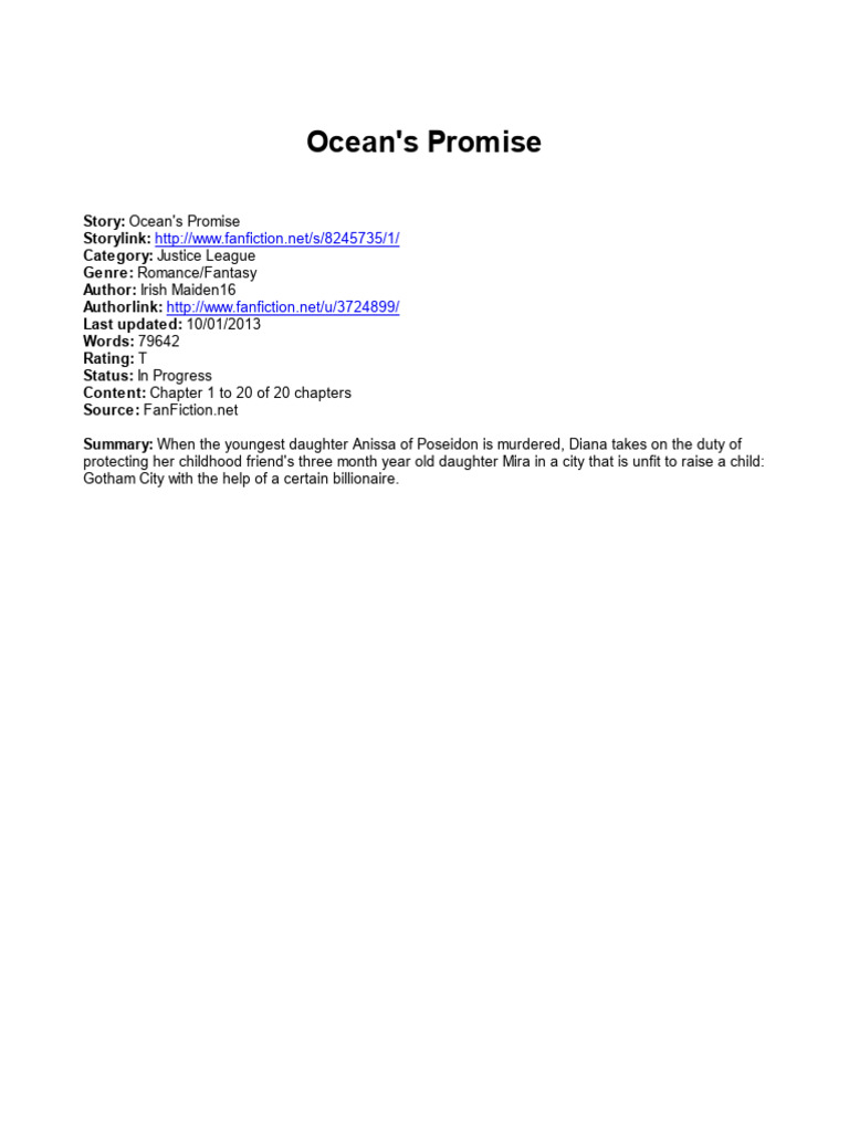 Ocean's Promise by Irish Maiden16 | PDF | Batman
