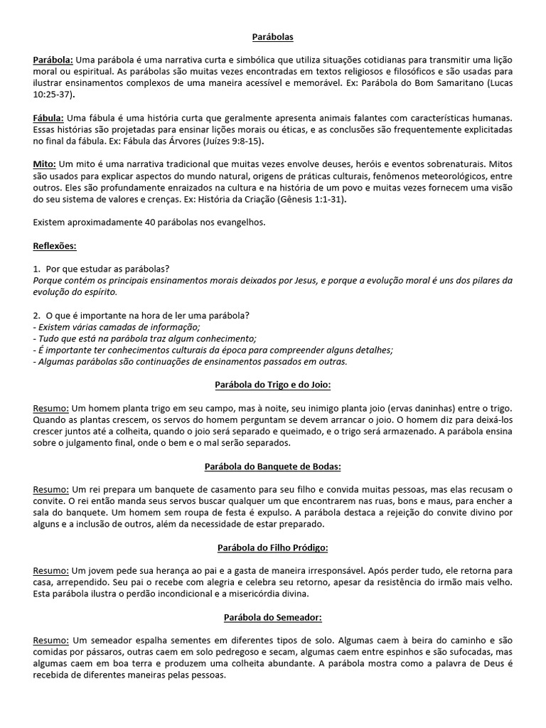Parábolas | PDF | Narrativa | Parábolas de Jesus