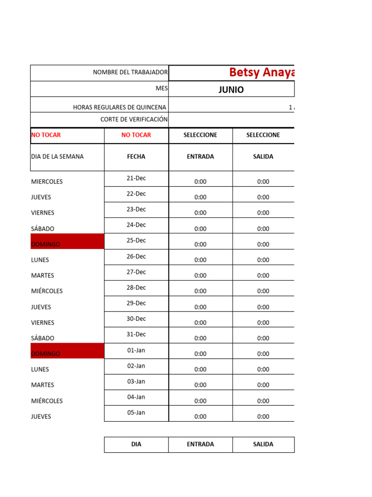 planilla ejemplo | PDF