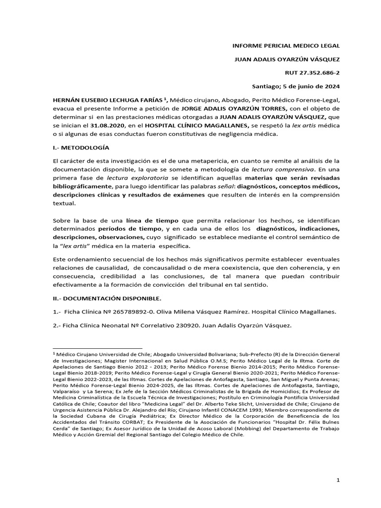 Informe Pericial Medico Legal | PDF | Parto | Seccion de cesárea