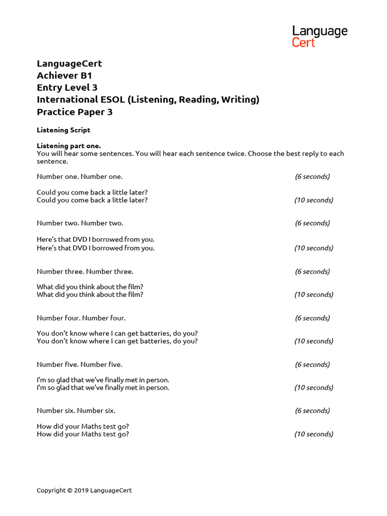 LanguageCert PP3 B1 IESOL Ls | PDF