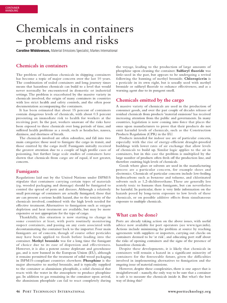 Chemicals in Containers-Problems and Risks | PDF | Gas Chromatography ...