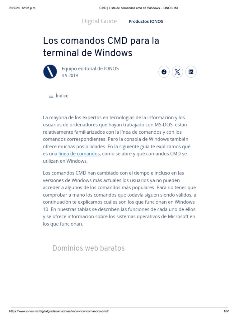CMD - Lista de Comandos CMD de Windows - IONOS MX | PDF | Interfaz de ...