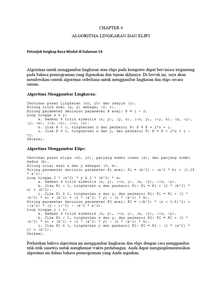 Chapter 4 Algoritma Lingkaran Dan Elips | PDF