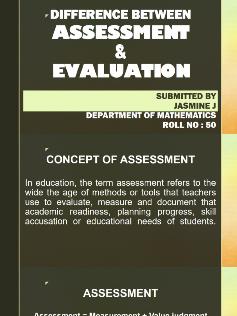 Difference Between Assessment And Evaluation Pdf
