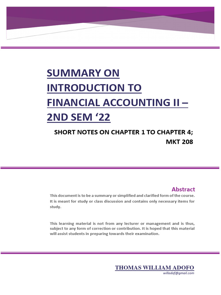 Simplified Fin. Acct. II | PDF | Debits And Credits | Cheque