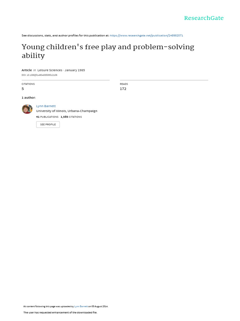 Free Play Prob Solving Ls 1985 | PDF | Toys | Cognition