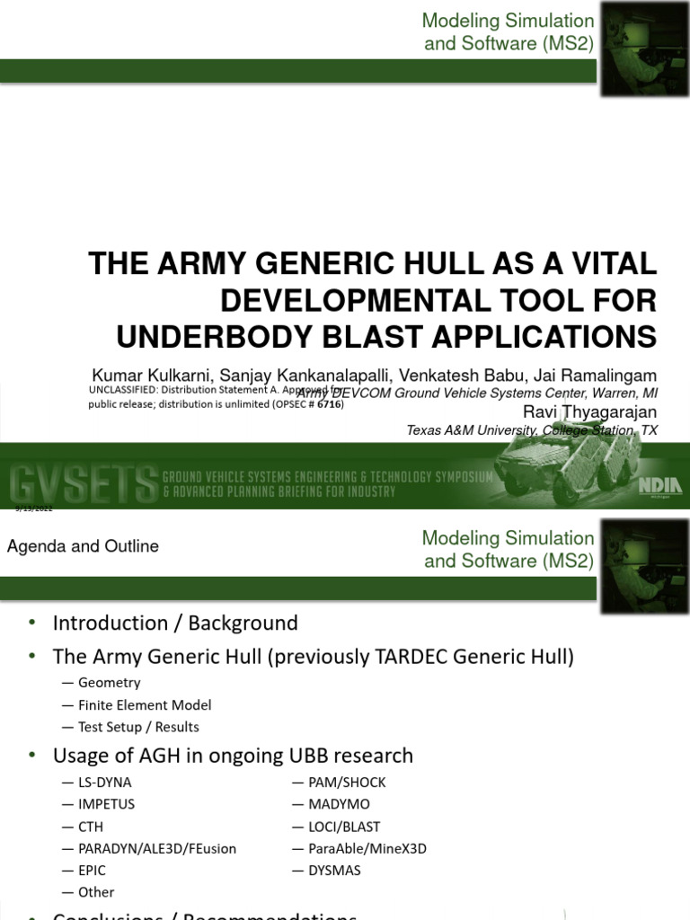 The Army Generic Hull As A Vital Developmental Tool For Underbody Blast ...