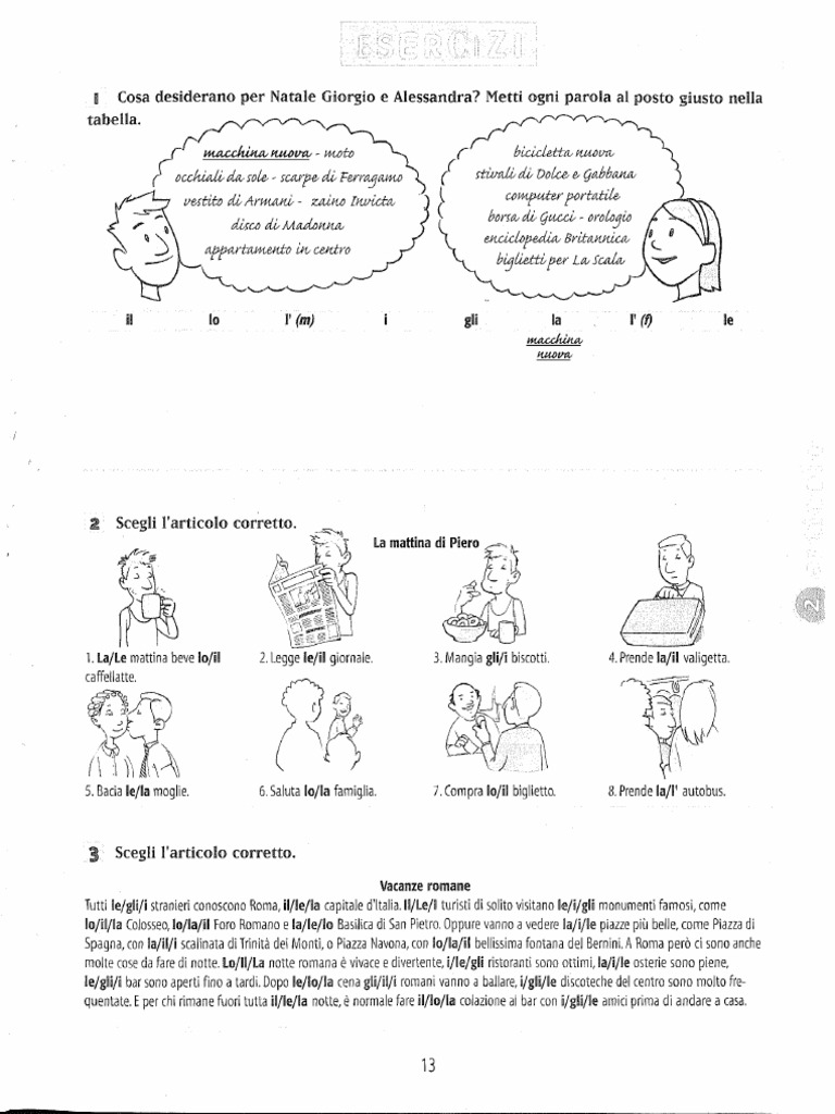 Articolo Determinativo (Esercizi) | PDF
