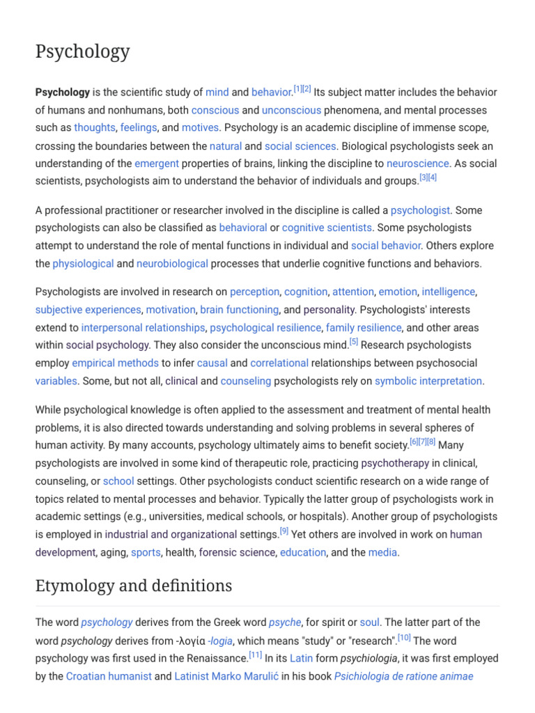 Psychology - Wikipedia | PDF | Psychology | Behaviorism