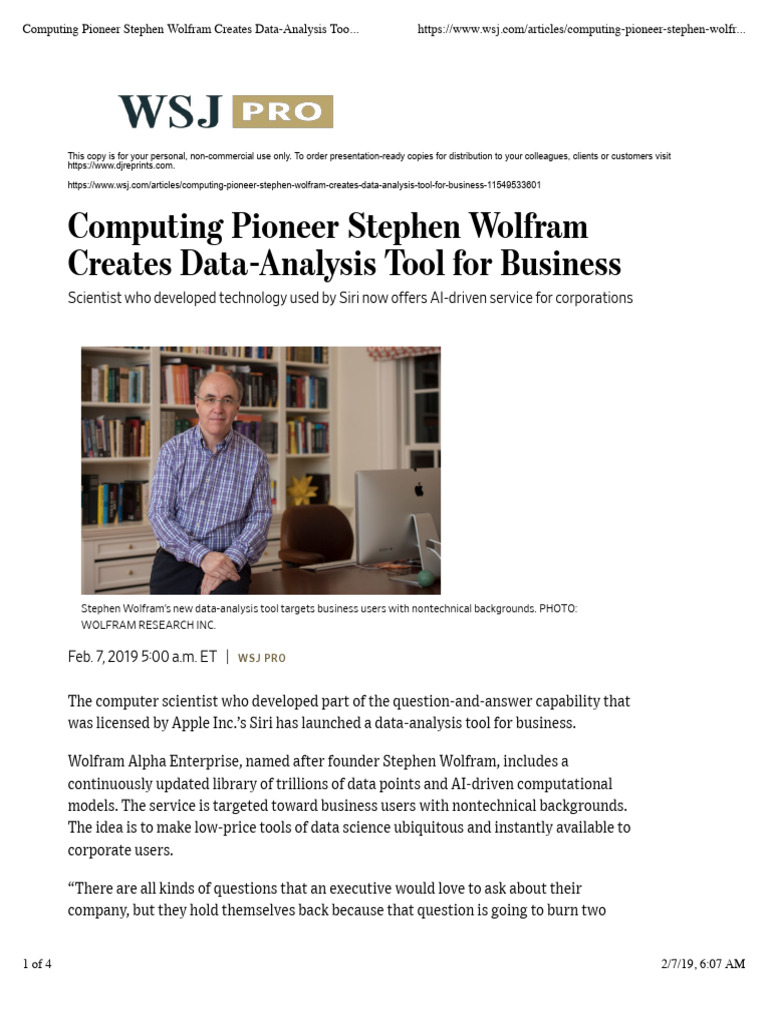 Computing Pioneer Stephen Wolfram Creates Data-Analysis Tool For ...