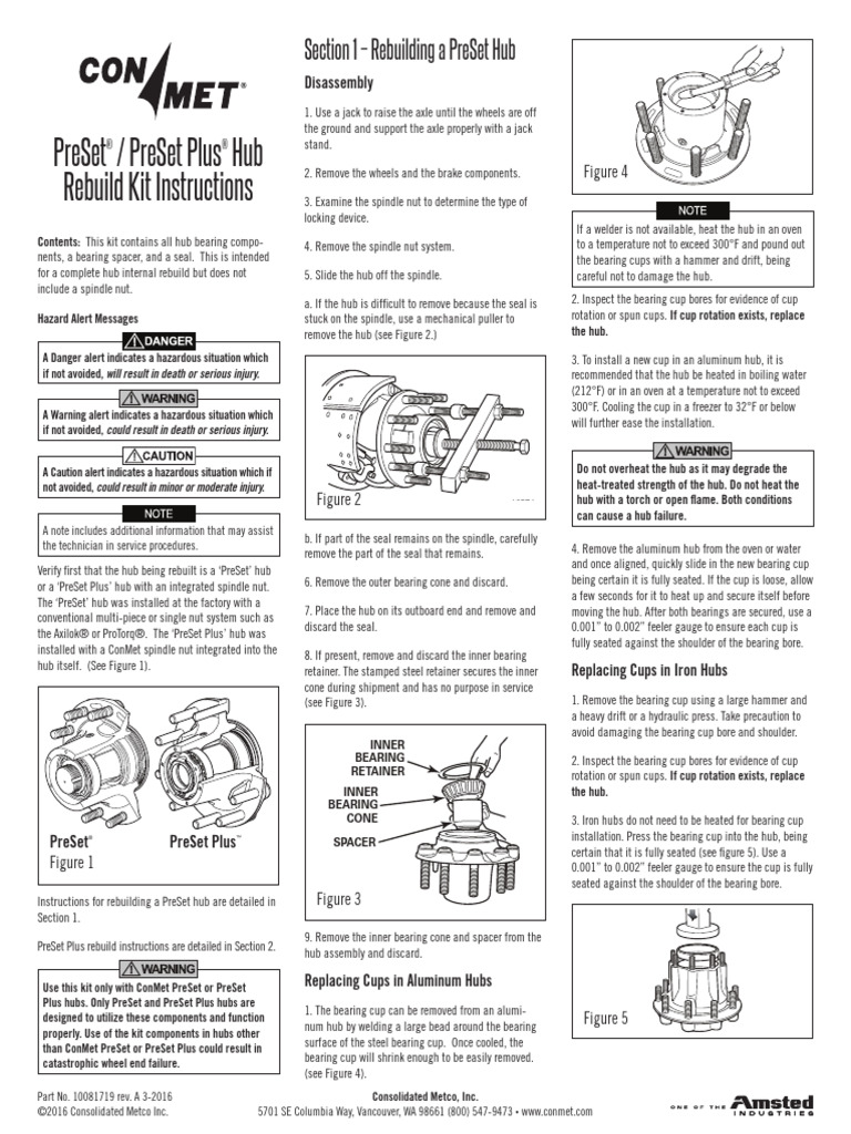 PreSet PreSet Plus Hub Rebuild Kit Instruction 3 2016 RevA | PDF ...