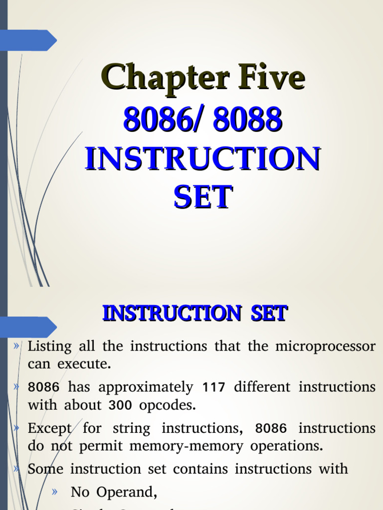 Chapter 5 - 8086 Instruction Sets | PDF | Binary Coded Decimal | Integrated Circuit