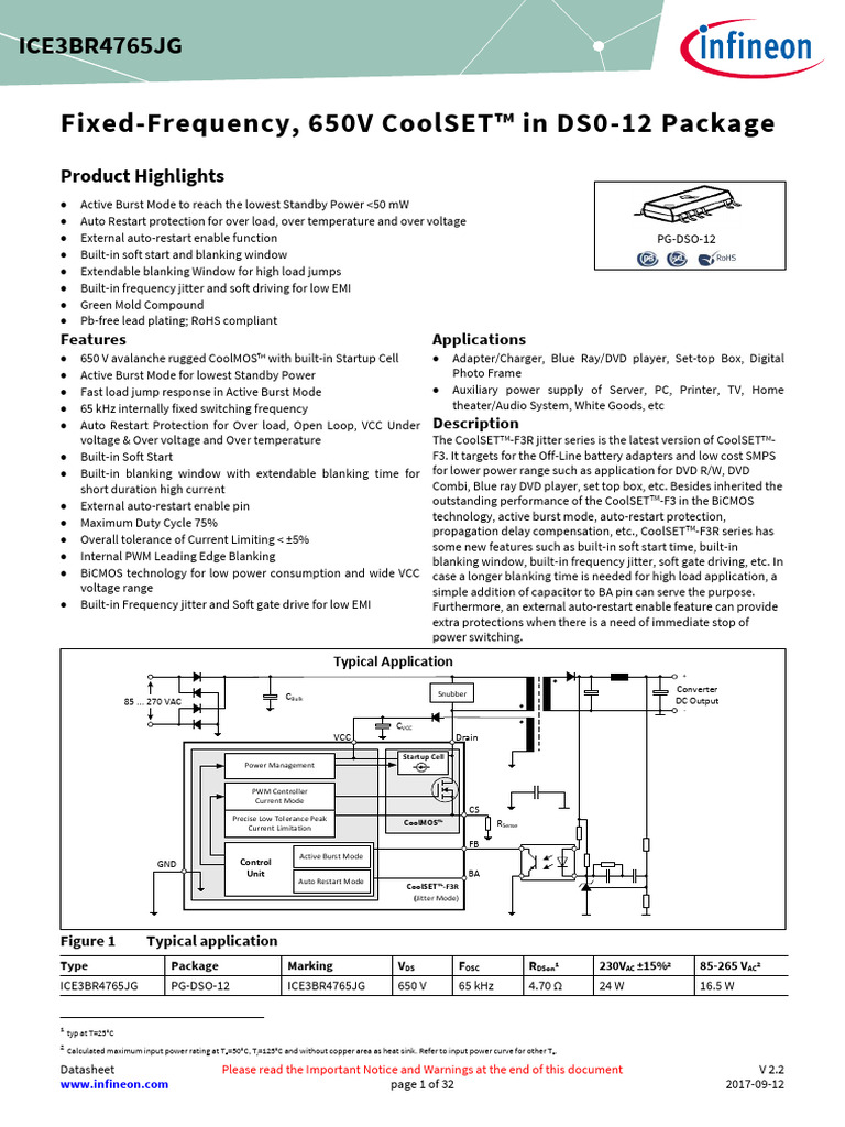 Infineon ICE3BR4765JG DS v02 02 EN-3360230 | PDF