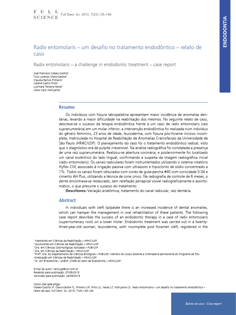135 140 Radix Entomolaris | PDF | Dente humano | Boca