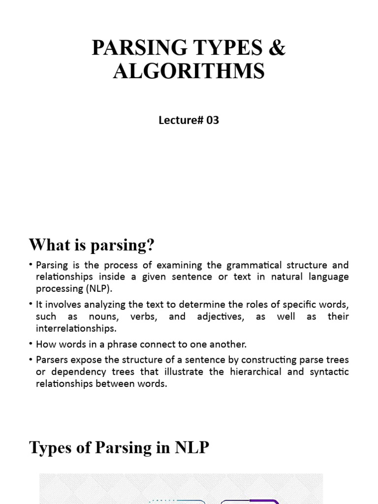 Parsing Algorithms | PDF | Parsing | Syntax (Logic) Parsing Algorithms | PDF | Parsing | Syntax (Logic)