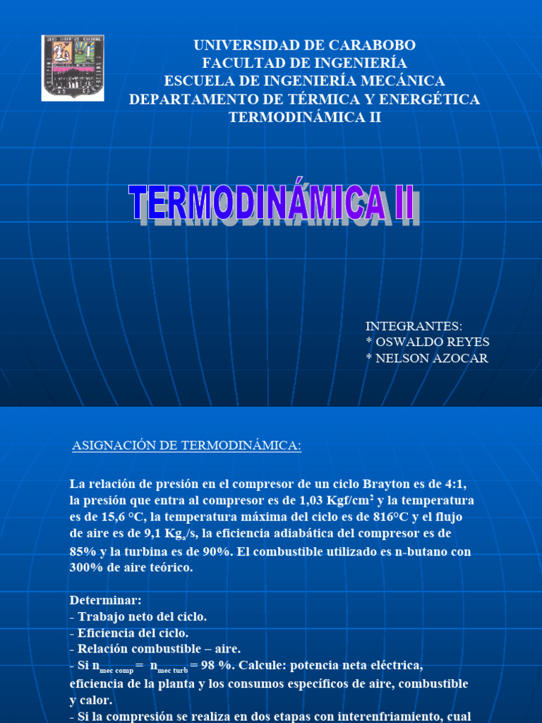 Ciclo Brayton Termo II Oswaldo | PDF | Ingeniería de Procesos | Química Física