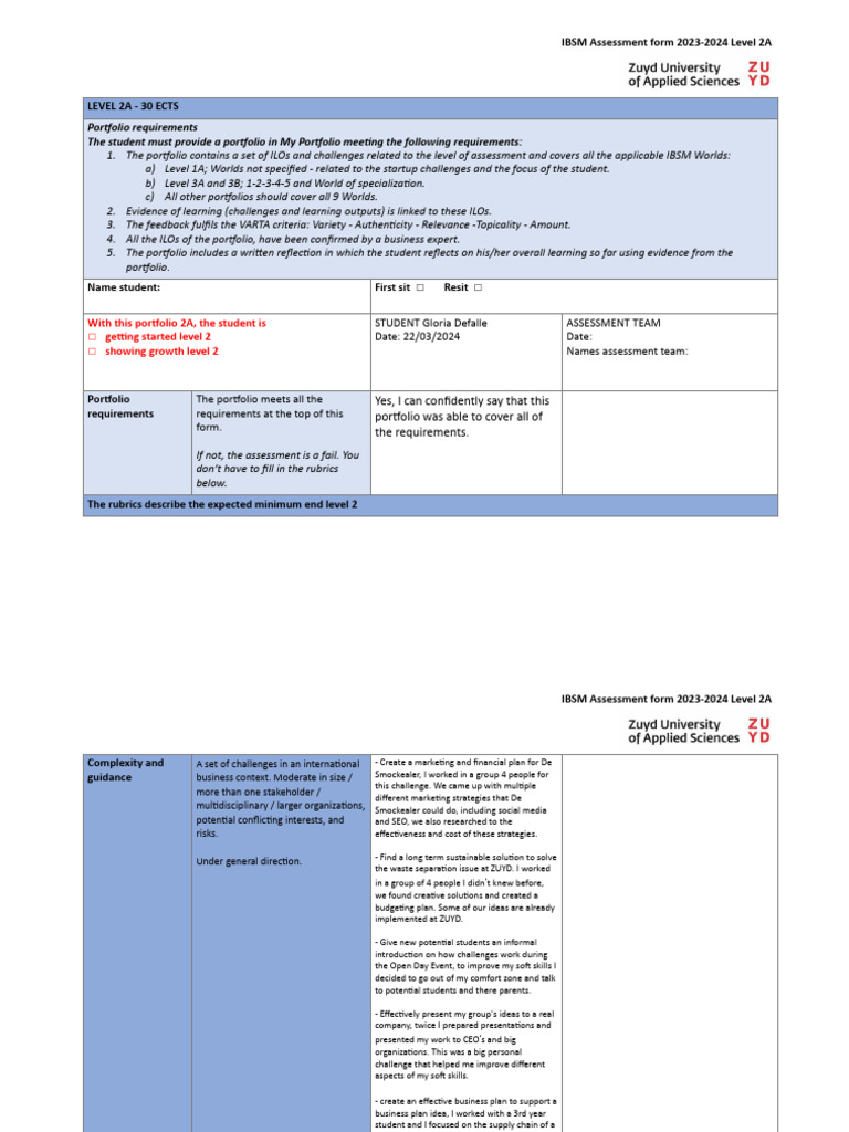2assessment Form Level 2A - 2023-2024 - V2 2 2-1 | PDF | Cognition ...