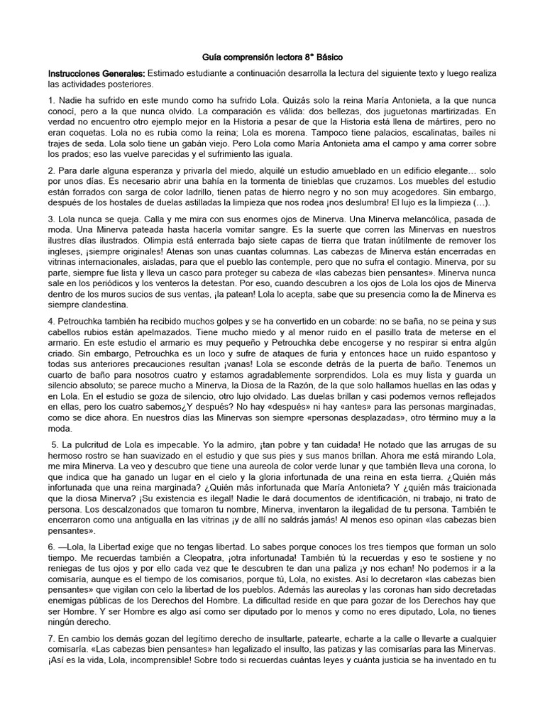 Guía Comprensión Lectora 8 Pdf