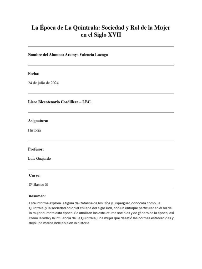 La Época de La Quintrala | PDF