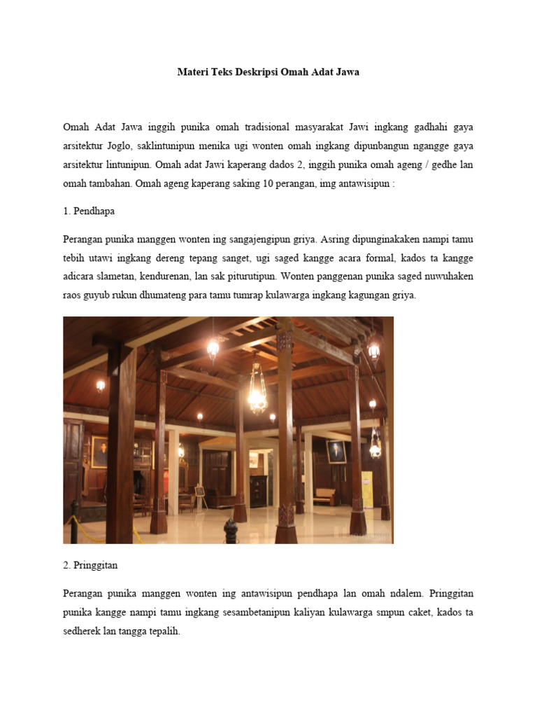 Materi Teks Deskripsi Omah Adat Jawa | PDF