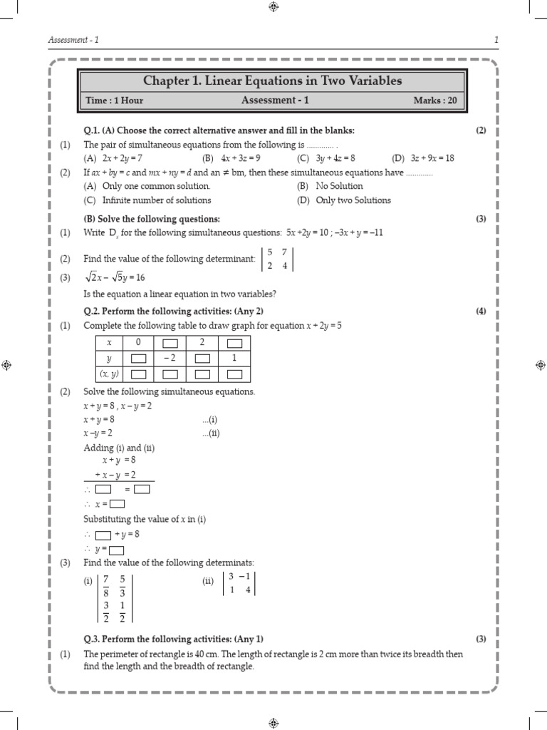 Chap 1 - Linear Equations in Two Variables | PDF | Equations | Mathematical Concepts