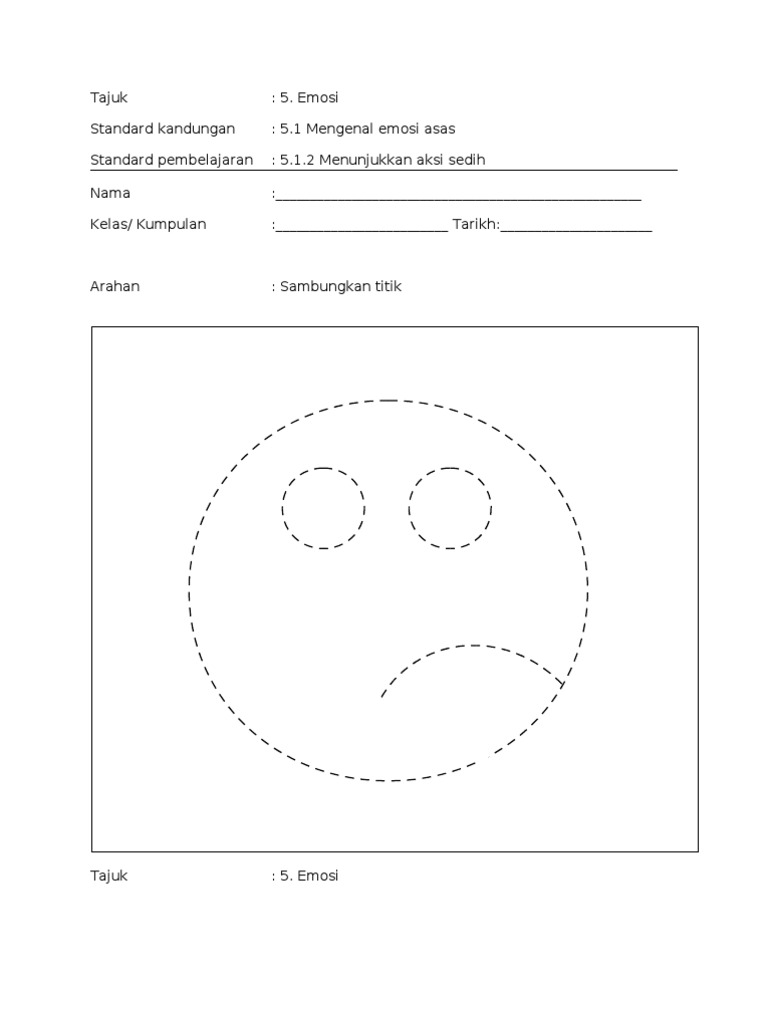 lembaran kerja prasekolah tema emosi diri - Peter Lee