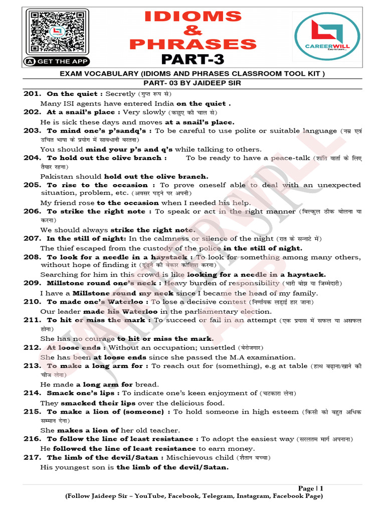 Part-03 Idioms and Phrases | PDF
