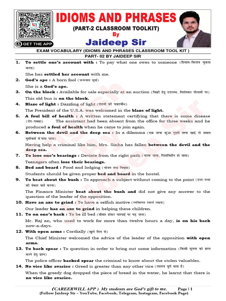 Part-02 Idioms and Phrases | PDF